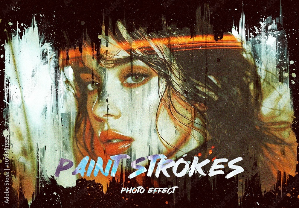 Paint Strokes Photo Effect Mockup Stock Template | Adobe Stock