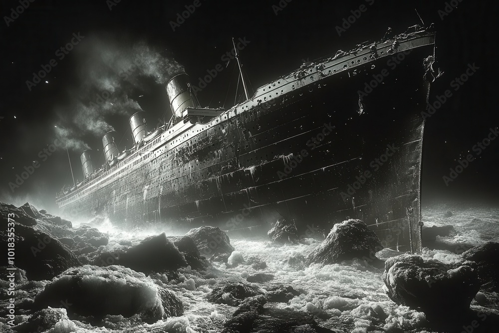historical depiction of the sinking rms titanic showcasing dramatic ...
