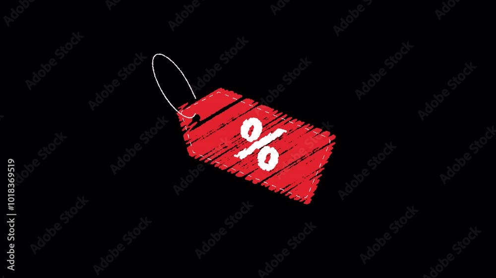 Animation of a discount tag icon with scribble texture, isolated ...