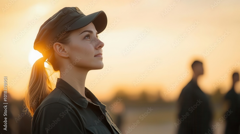 Female soldier standing tall in her uniform, representing strength and ...