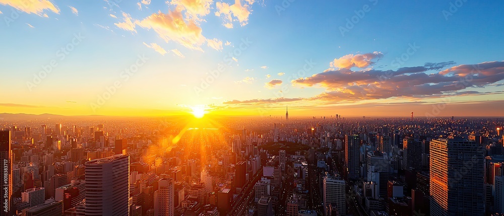 Realistic photo of a sprawling metropolitan area during rush hour ...