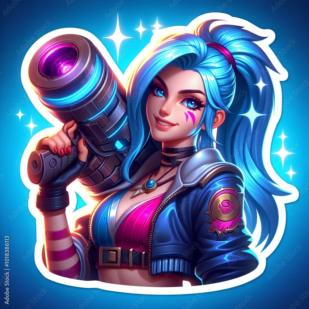 Jinx in Focus: Digital Art of the Chaos Girl - League of Legends Stock ...