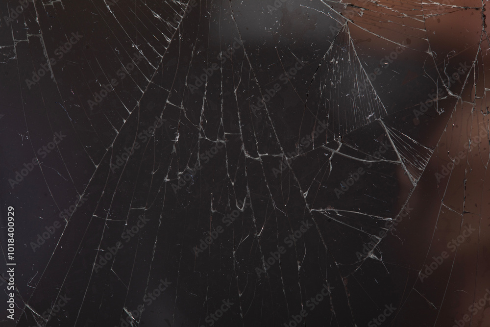Broken glass texture, macro detail. Mobile screen glass with many crack ...