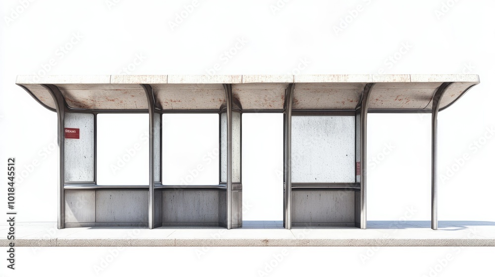 A series of bus stop images with unique architectural features, placed ...
