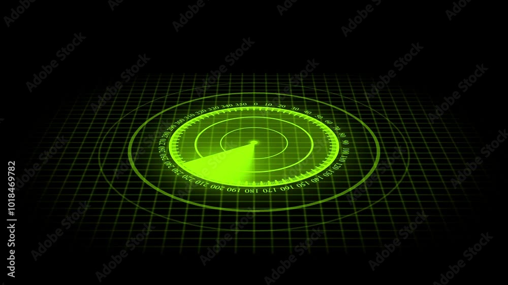 Radar HUD Screen Animation 4K. Digital radar screen infographic HUD ...