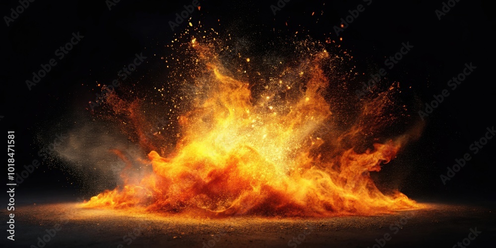 Realistic surreal ember fire dust rising on black background, surreal ...