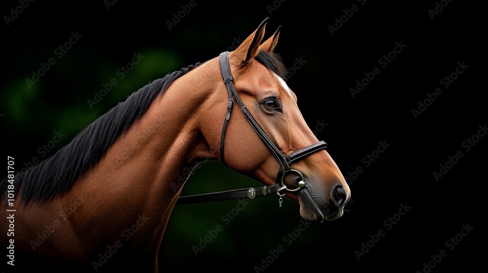 Foto de Equine Elegance: A majestic chestnut horse with a sleek black ...
