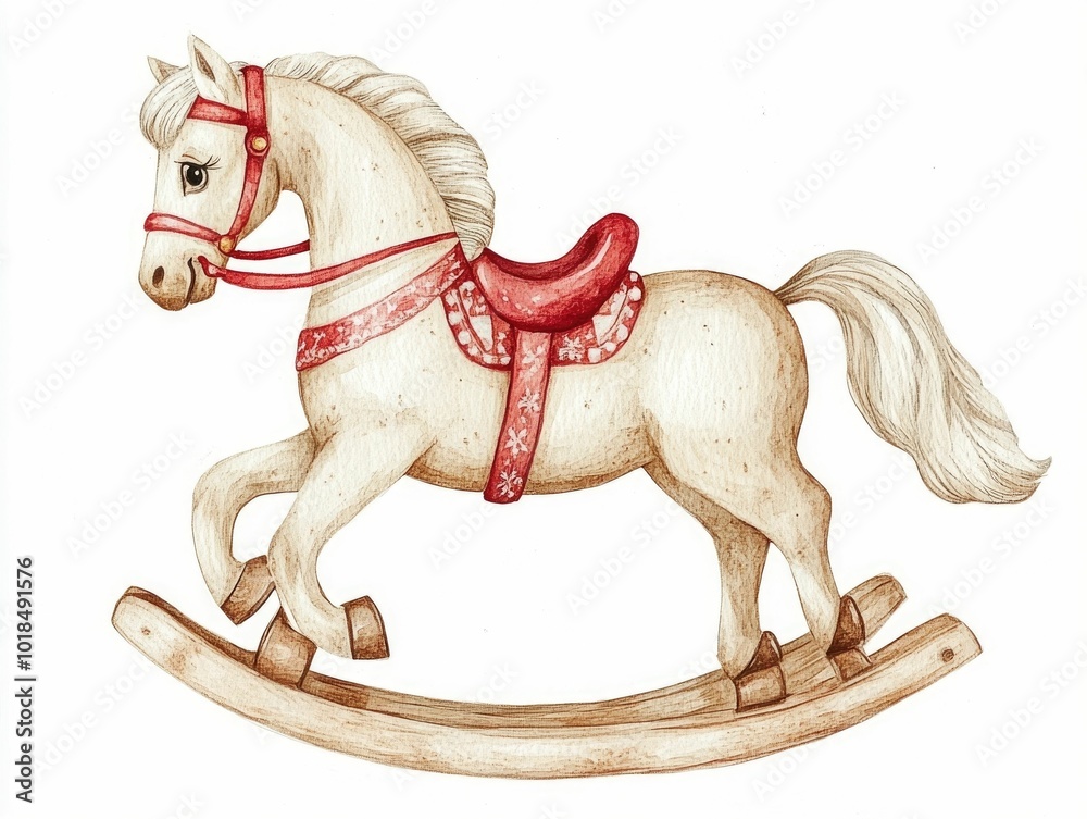 Beautifully illustrated vintage rocking horse ornament a classic ...
