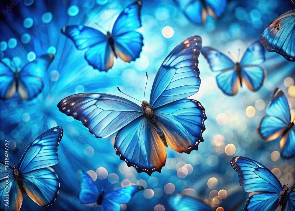 Graceful blue butterfly background template designed for funerals ...