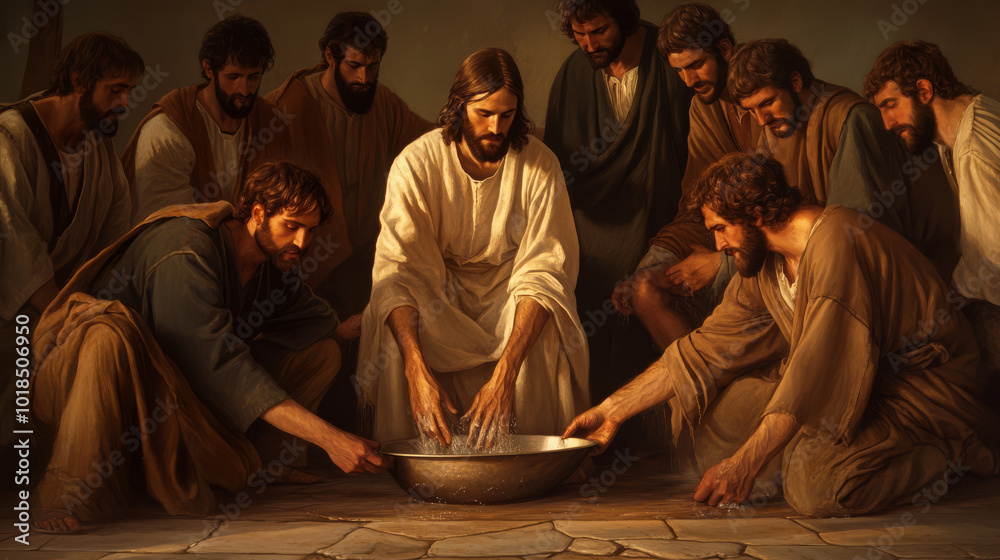 Jesus Christ washing the feet of His disciples, a moment of humility ...