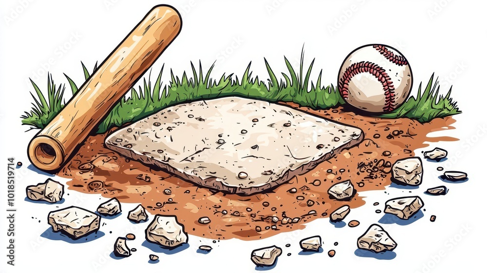 a baseball pitcher s mound clipart, sports field element, 2D vector ...