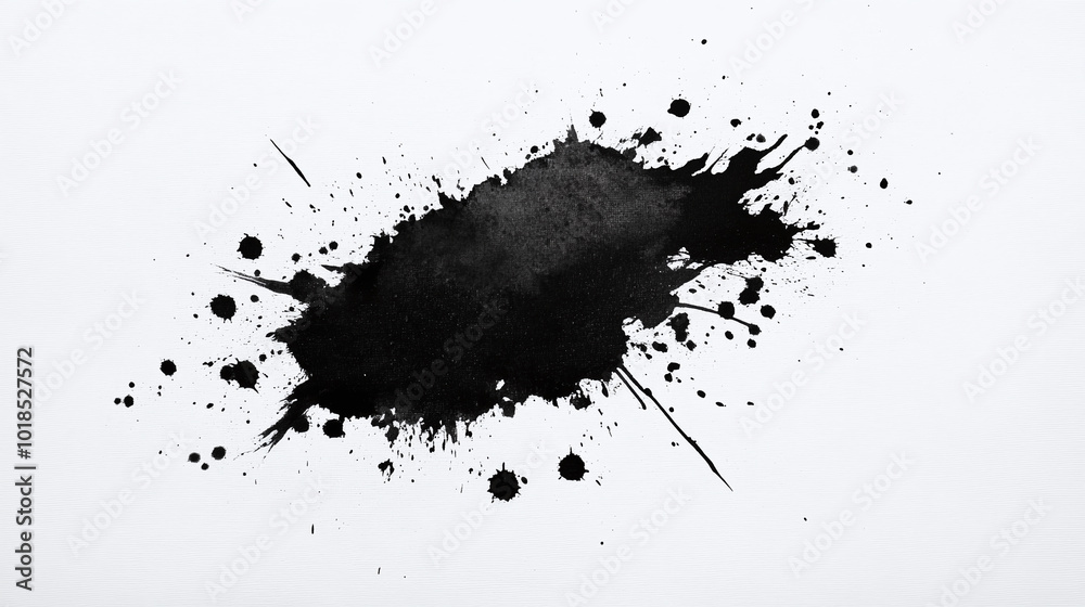 black ink drops fluid effect on wet white canvas background, overlay ...