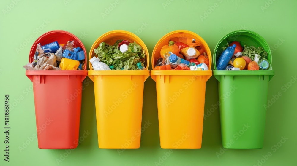 Detailed view of an automated waste segregation system, sorting ...