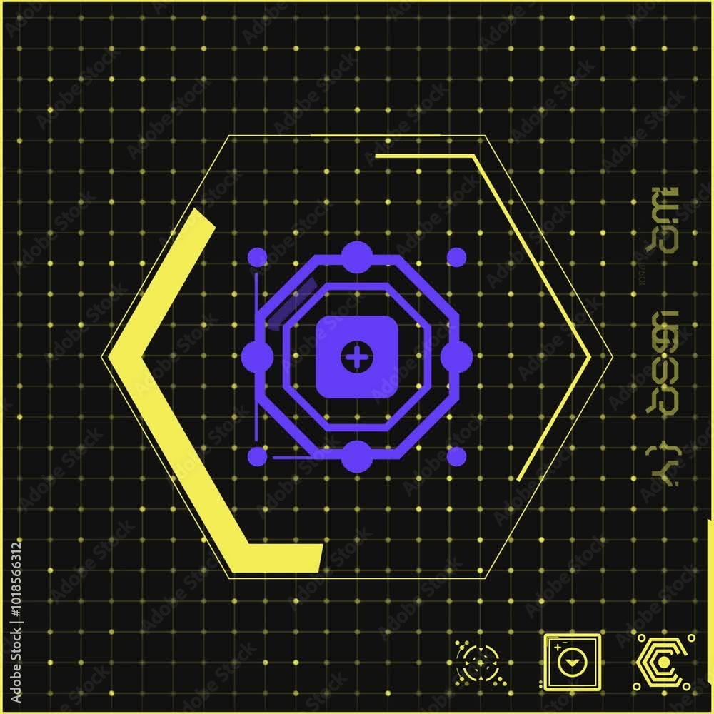 A vibrant looping square grid sequence containing typographic elements ...