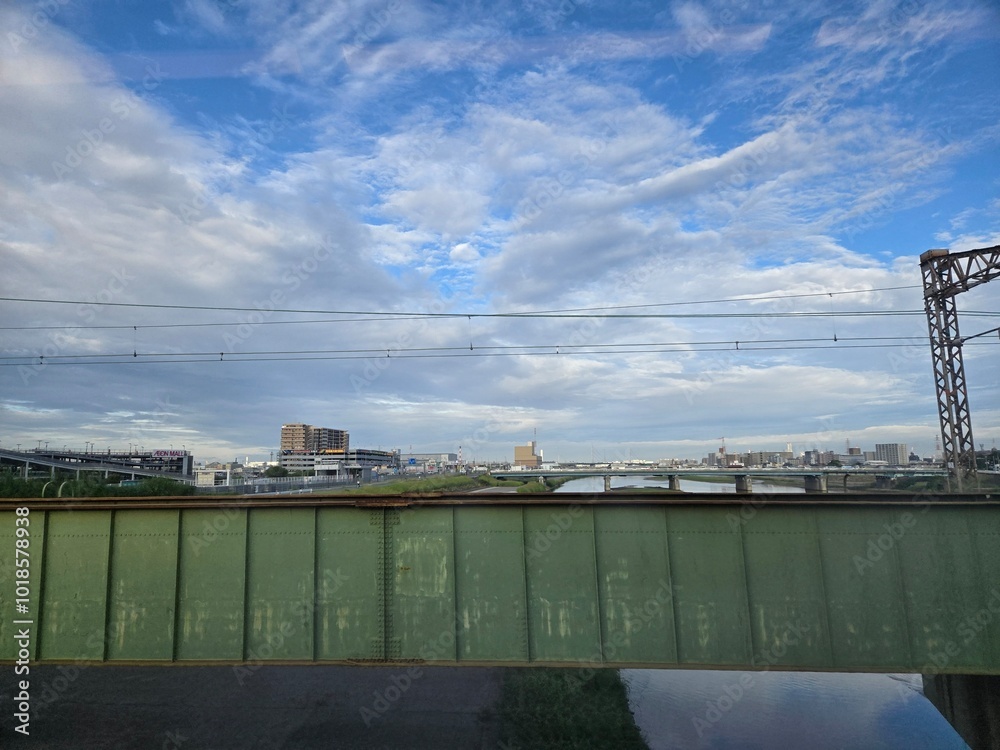 Japan Railway Station Train Travel with a view of the city center and ...