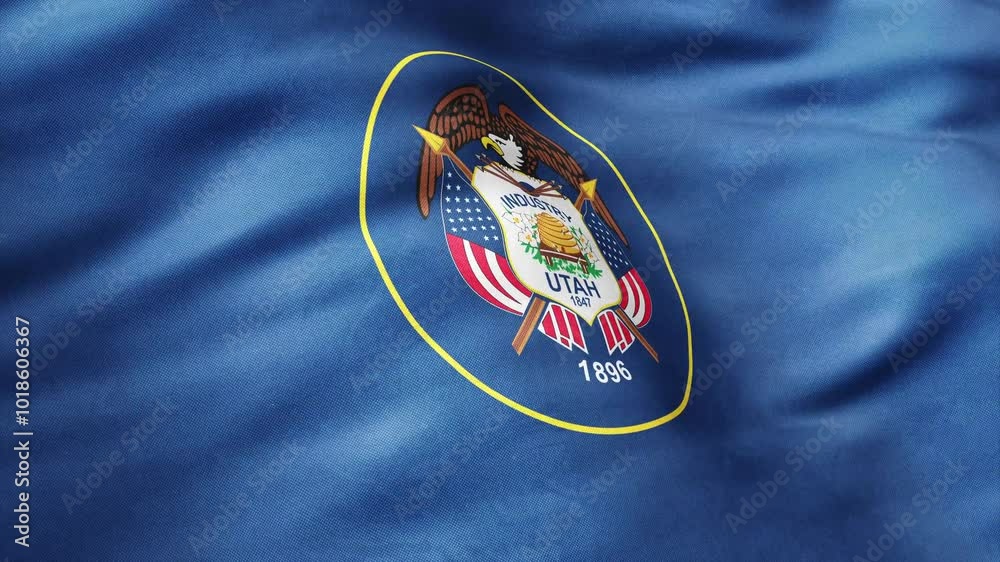 Flag of Utah Animation Stock Video - Utah US State Flag Waving in Loop ...