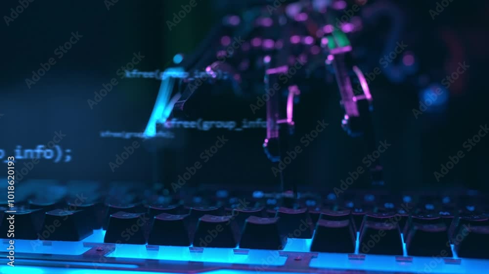 Robot hand working and typing on pc keyboard with AI Technology ...