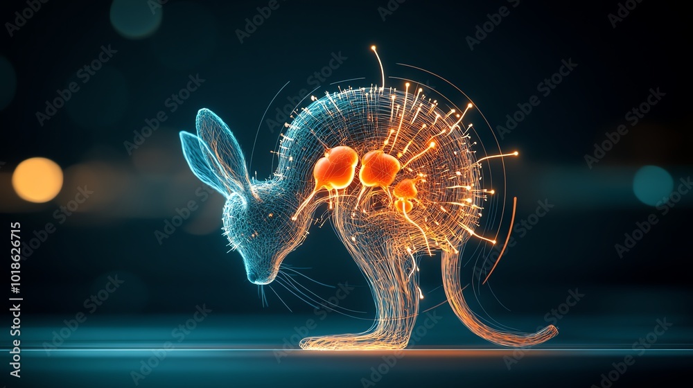 Vibrant rendering of a kangaroo s kidneys and bladder system, Kangaroo ...