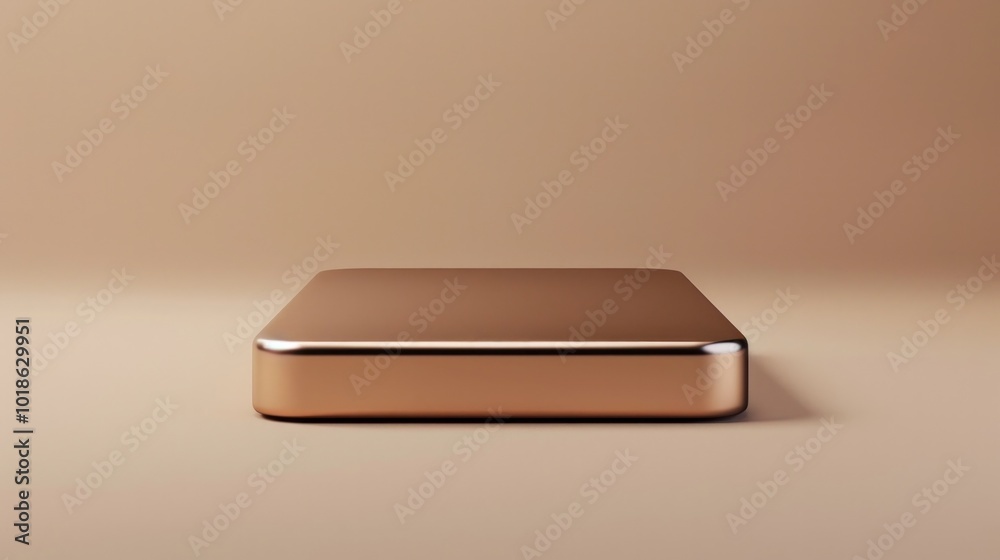 Minimalist square shaped cream colored technological device or product ...