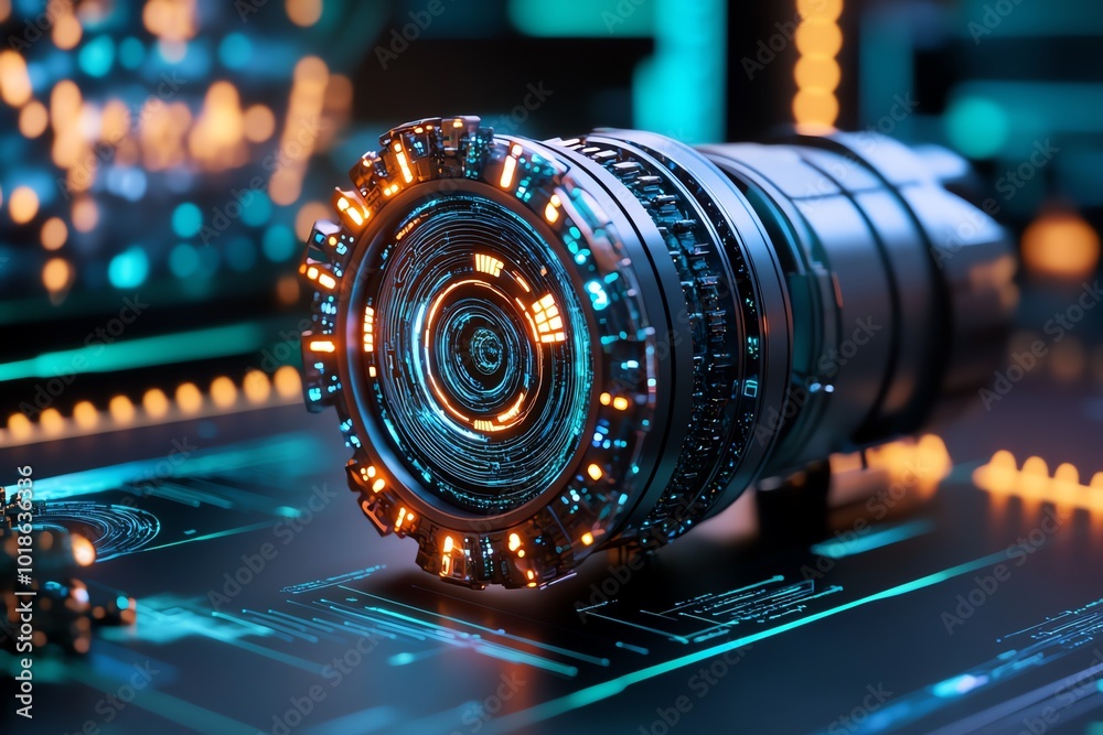 Futuristic depiction of a reverse-engineered spacecraft part, with ...