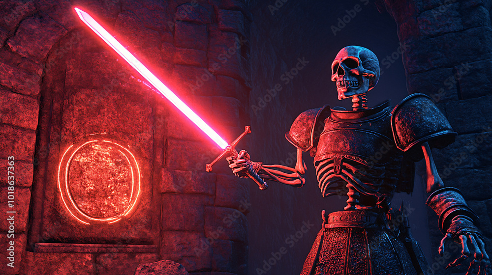 Halloween Skeleton Knight: A brave skeleton in armor, wielding a ...