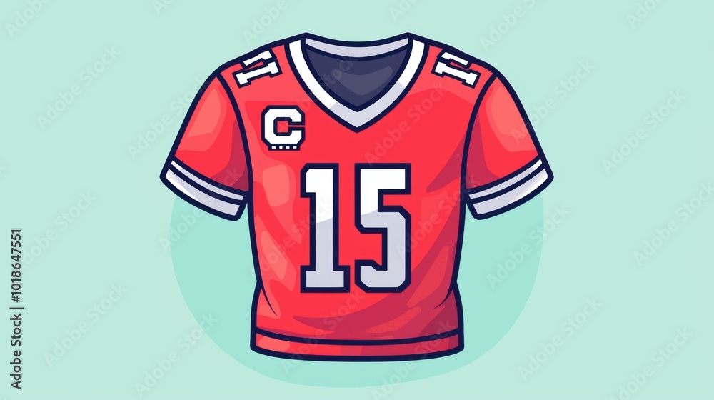 Simplified cartoon of a football jersey with bold numbers and basic ...
