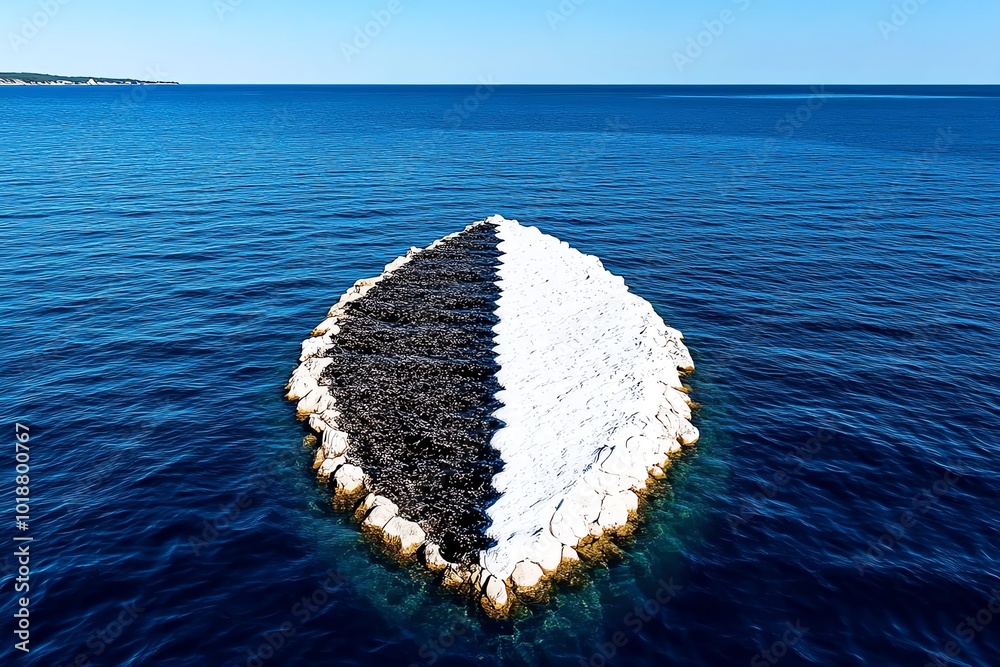 Simple minimalist design of a horizon divided into day and night ...