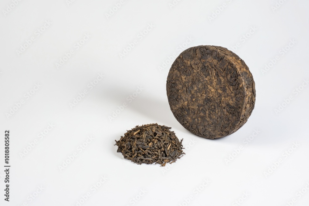 Compressed Chinese Pu-erh Tea Cake with Loose Leaves - Traditional ...