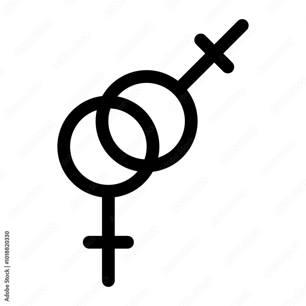 Black and white symbol of female and male gender signs overlapping ...