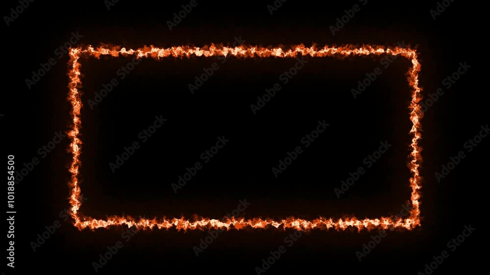frame with fire, Burning light fire frame glowing rectangle border ...