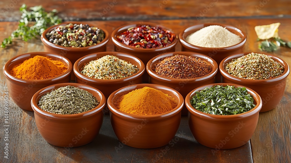 Spice Blends in Bowls: A colorful display of various spice blends in ...