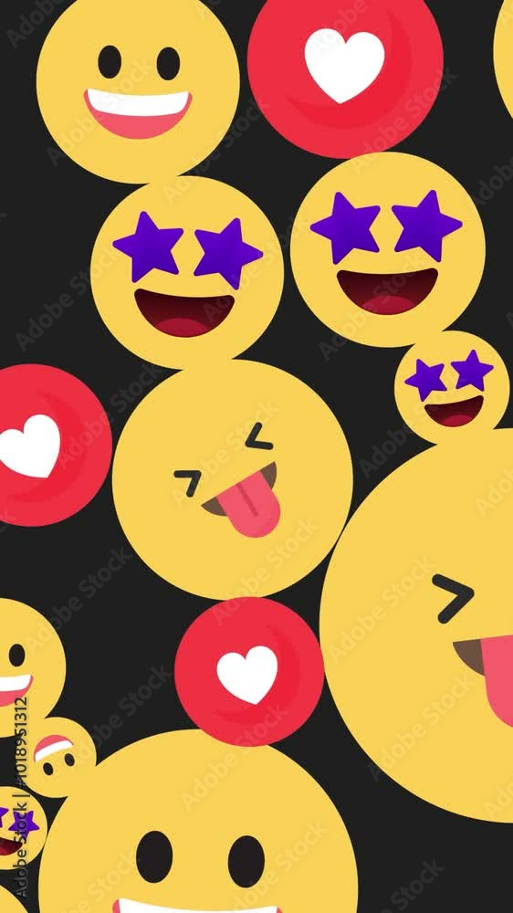 Animated Falling through the air yellow emoji with different facial ...