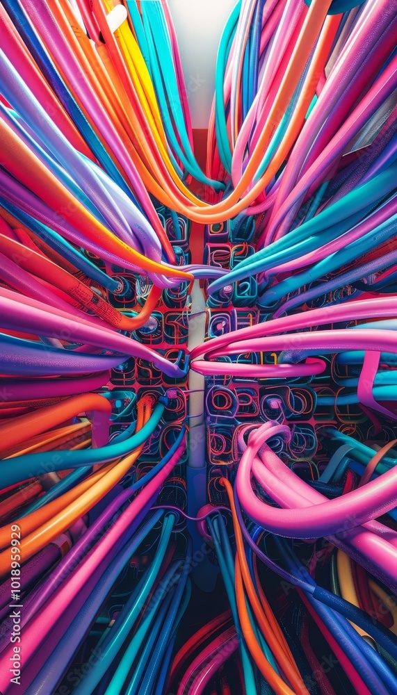 Artistic representation of a creative hub converging wires symbolizing ...