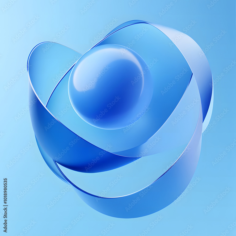 Blue background design, a three-dimensional gradient shape with a blue ...