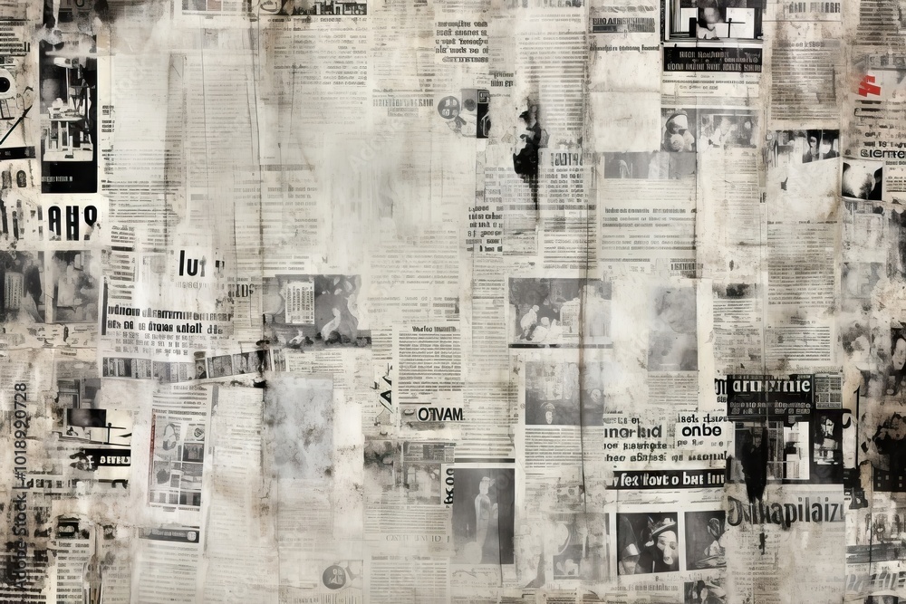 Collage of vintage newspapers, magazines and book pages. Retro grunge ...
