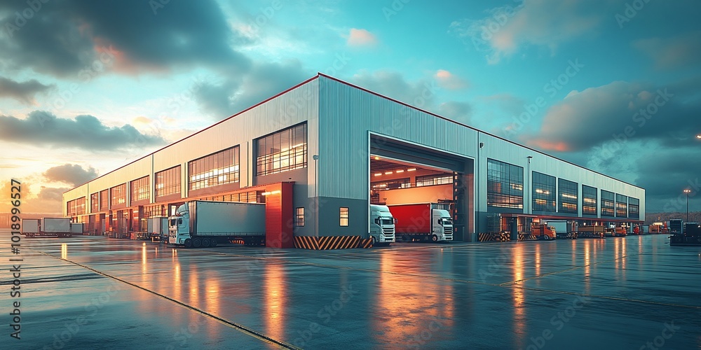 logistic business facility including transport warehouse and factory ...