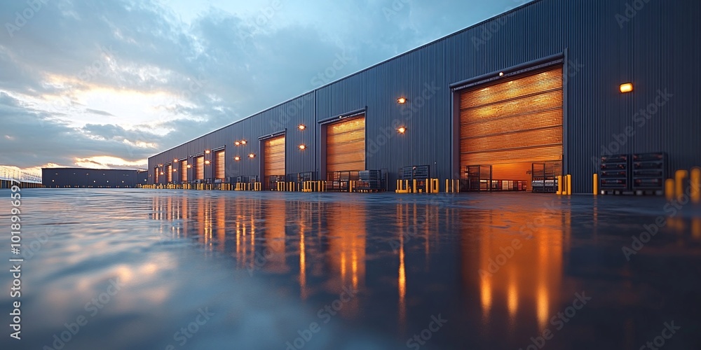 logistic business facility including transport warehouse and factory ...