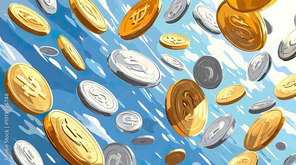 Cartoon animation of gold and silver coins flipping. Stock Illustration ...