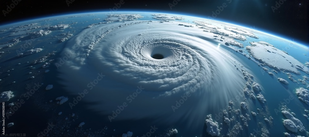 Large-scale cyclone or hurricane that originated in the ocean and is ...