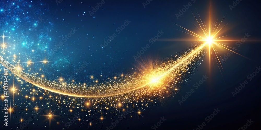Magical falling star trail with pixie glitter at a tilted angle Stock ...
