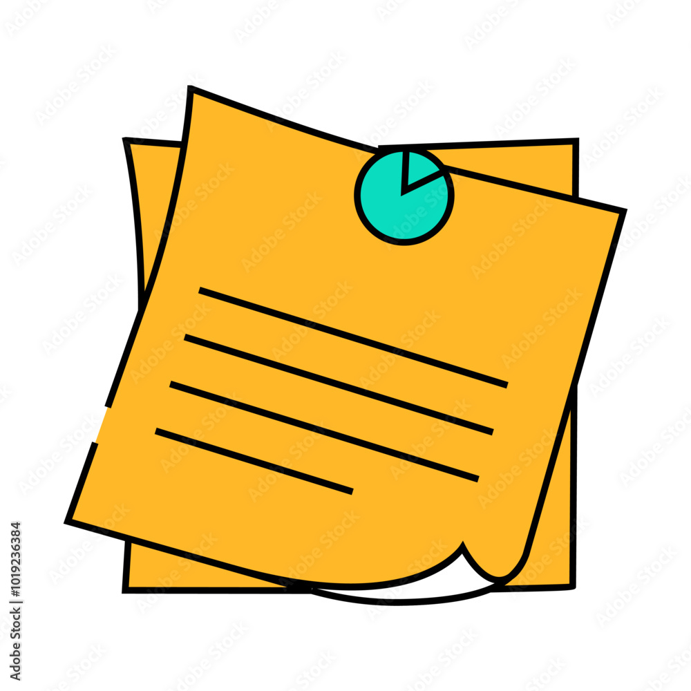 sticky note pin list line icon vector. sticky note pin list sign ...