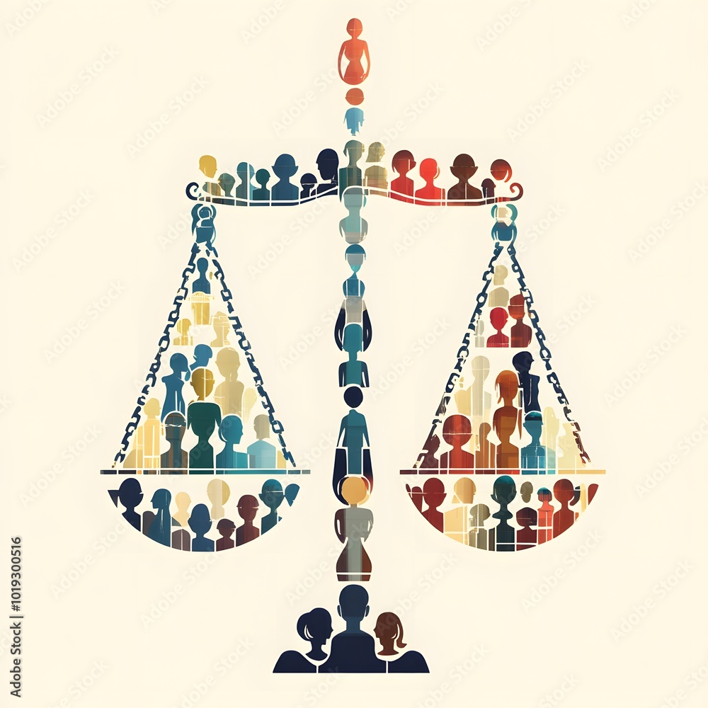 scales of equality with diverse faces balancing the scales Stock ...