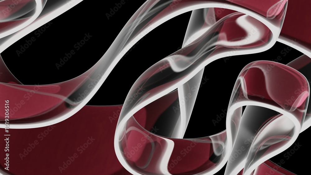 Glass wallpaper background, abstract glass wave with black and red color. 3d background. High ...
