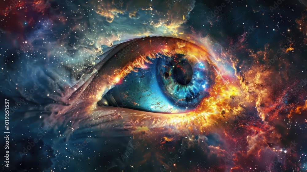 Magical "Eye of the World" in outer space, surrounded by bright ...