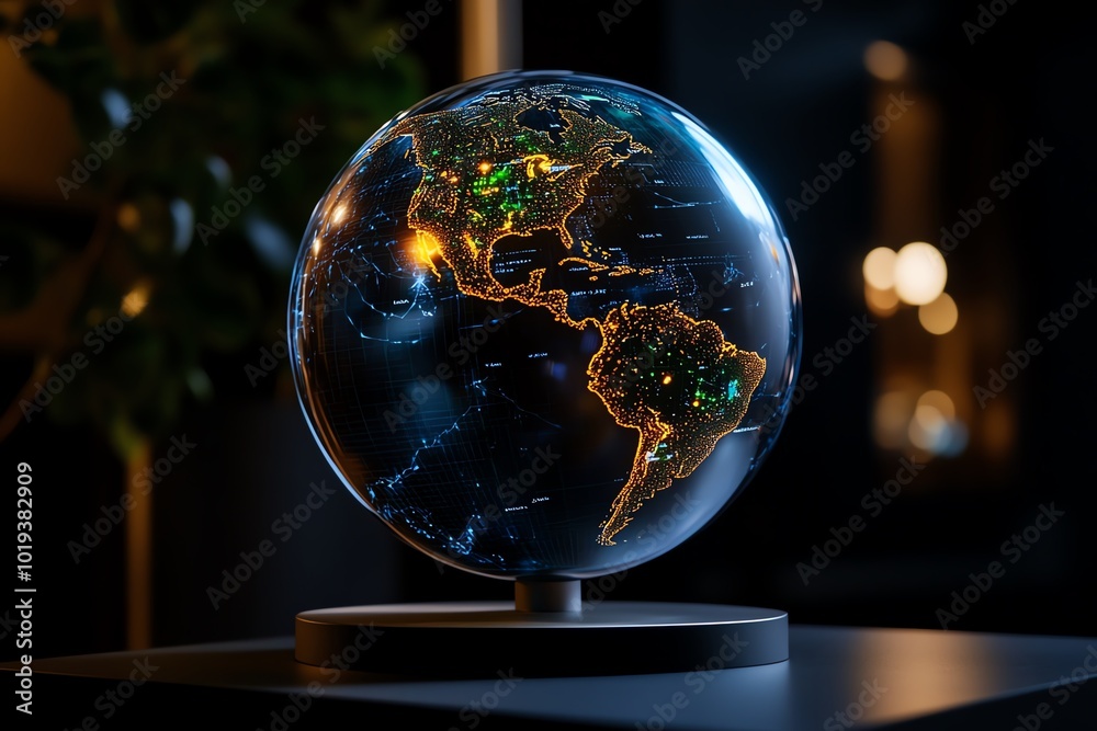 Futuristic depiction of a holographic globe where scientists ...