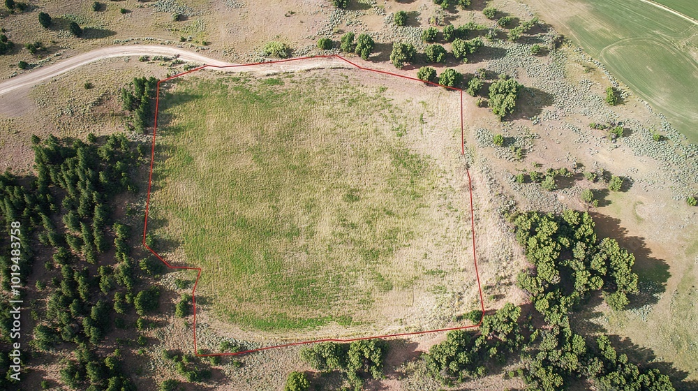 Boundary map for a 2.5-acre square plot, illustrated at a scale of 1 ...