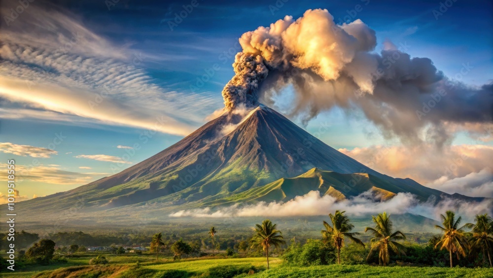 Volcano in Mayon Philippines emitting smoke, Mayon, Philippines ...