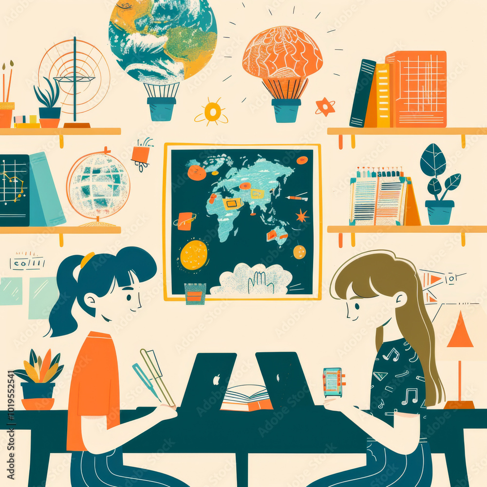 design abnormal body type big body small head of two human working ...