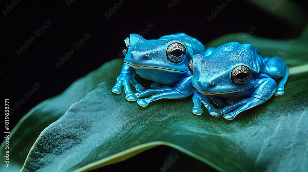 Rare Australian Turquoise Tree Frogs Litoria Caerulea resting on an ...