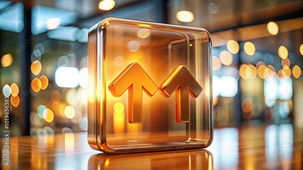 3D Orange Glass Update Icon with Bokeh Effect - Refresh Symbol for ...